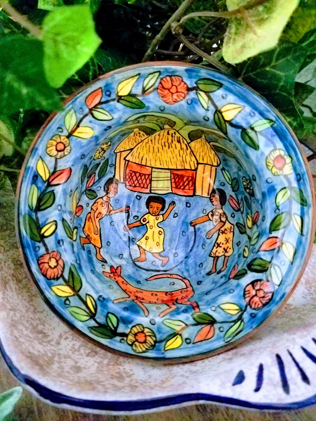 Zimbabwe Bowlone-of-a-kind Pottery Bowl African Village Sceneunique ...