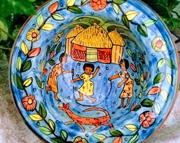 Zimbabwe Bowlone-of-a-kind Pottery Bowl African Village Sceneunique ...