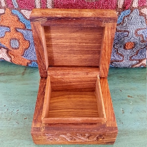 Hand Carved Wood Box~bird Box Made in India~hinged Jewelry Box~ring Box ...