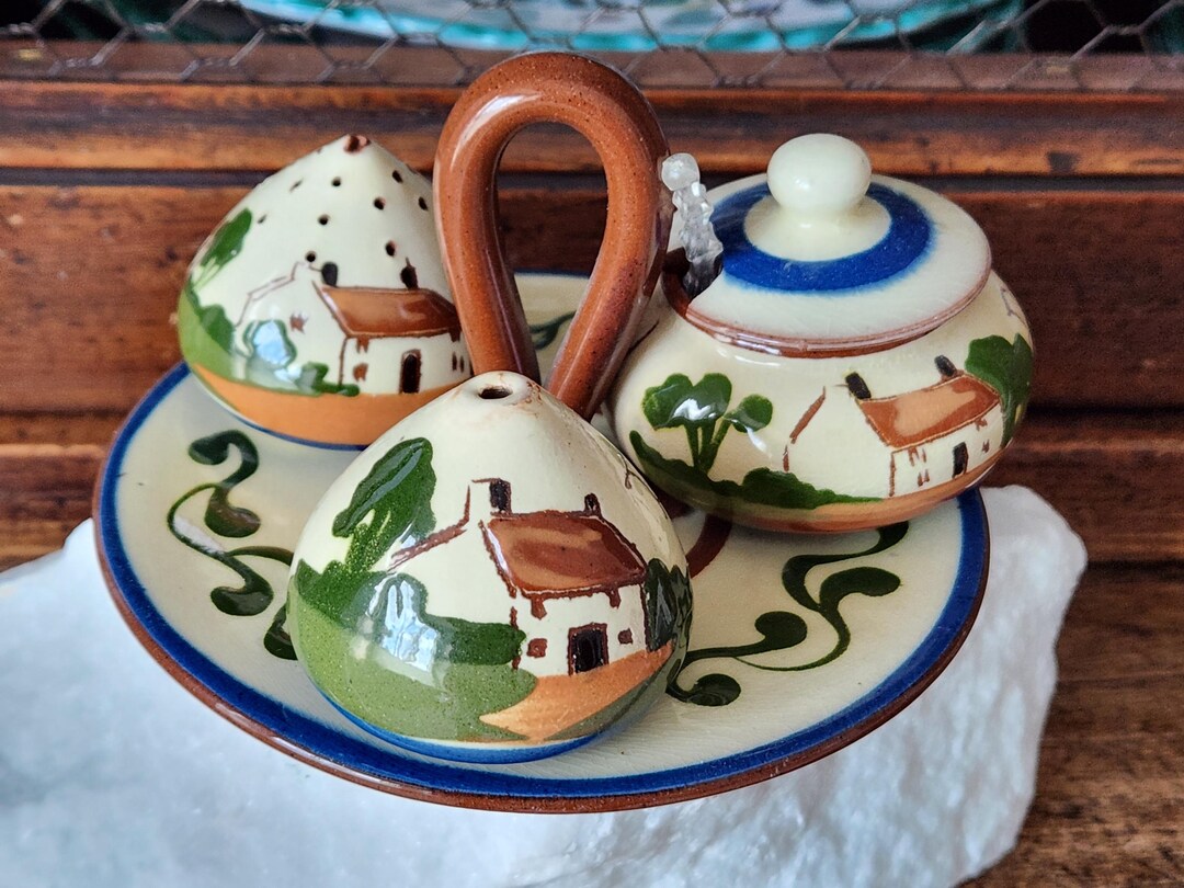 Devon Mottoware Mustard Salt & Pepper Server~hand Painted English ...