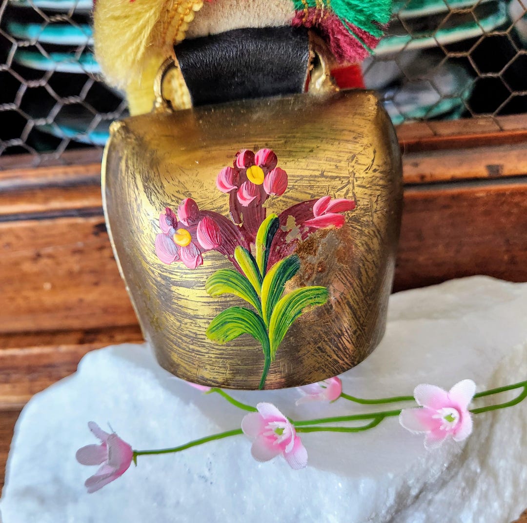 Vintage Swiss Bell With Alpine Flowers~cow Bell~switzerland Souvenir - Etsy