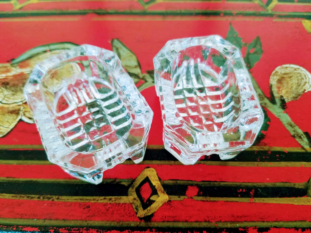 Antique Pressed Glass Salt Cellars: Rectangular Salt Servers, Set of 2 ...