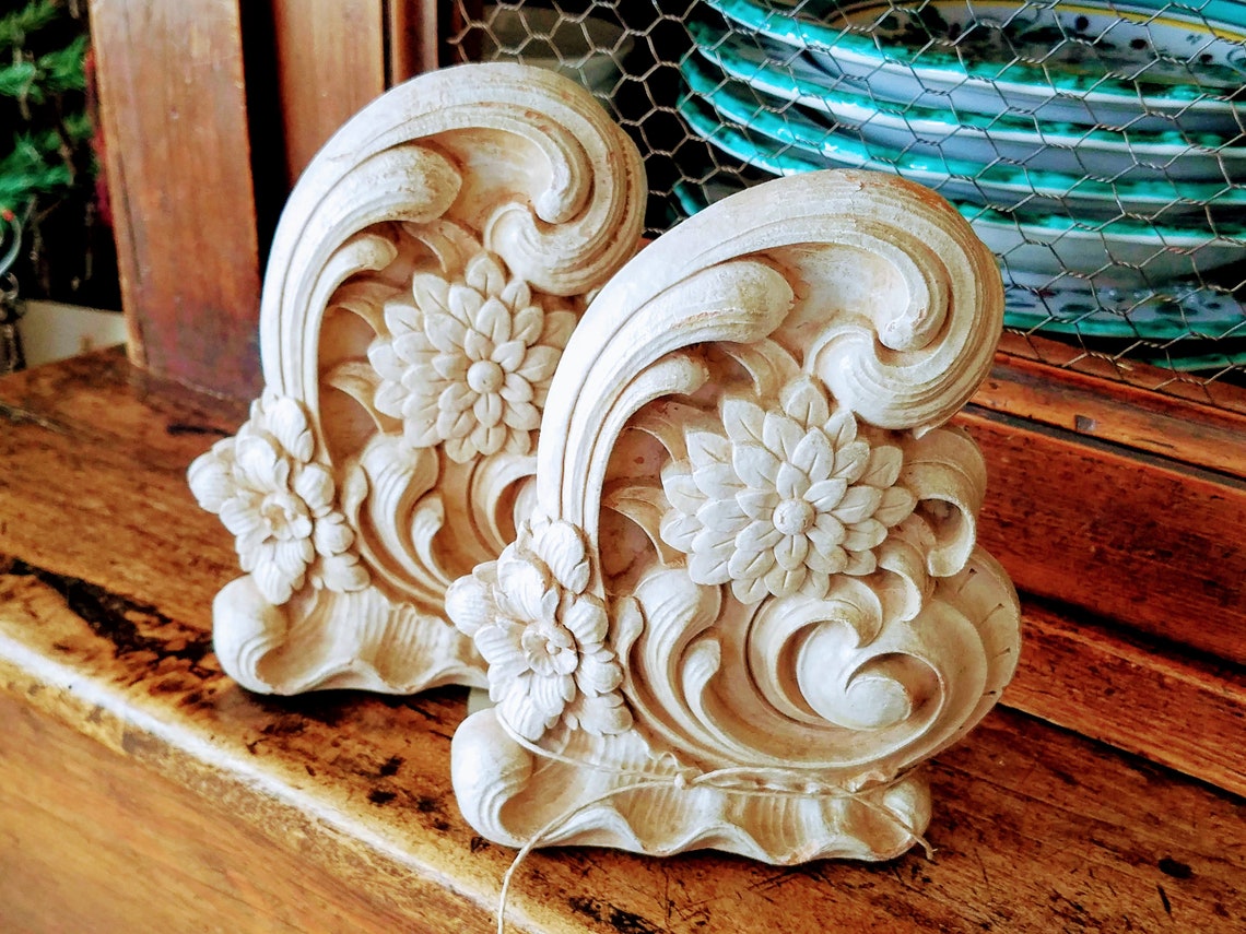 Syroco Wood NY Vintage Bookendsmid-century Office | Etsy