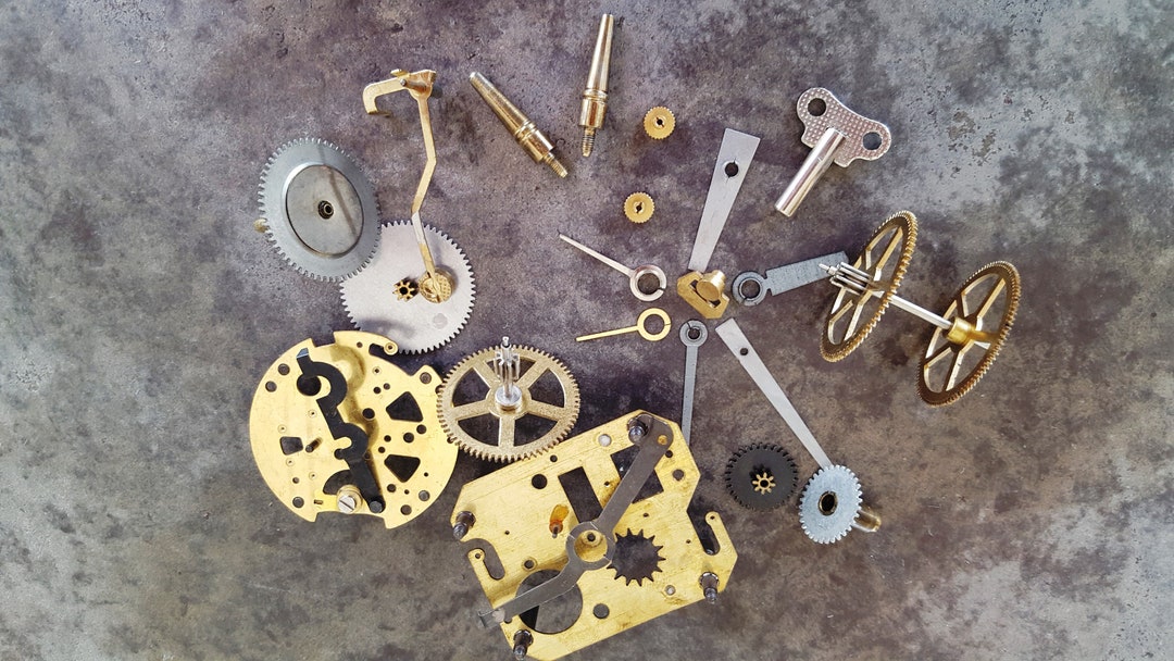 Lot of Vintage Gears, Old Clock Parts & Piecesbrass Steel ...