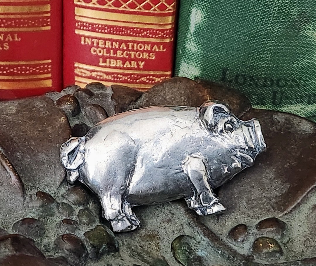 Vintage Pewter Pig Brooch~metal Animal Pin - Etsy