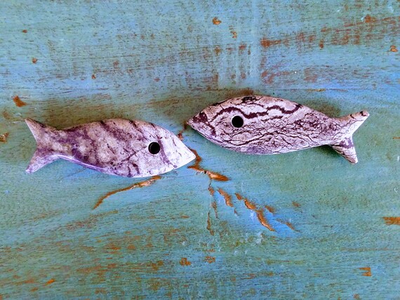 2 Stone Fish Beadsserpentine Hand Carved Stone Beadsfish | Etsy