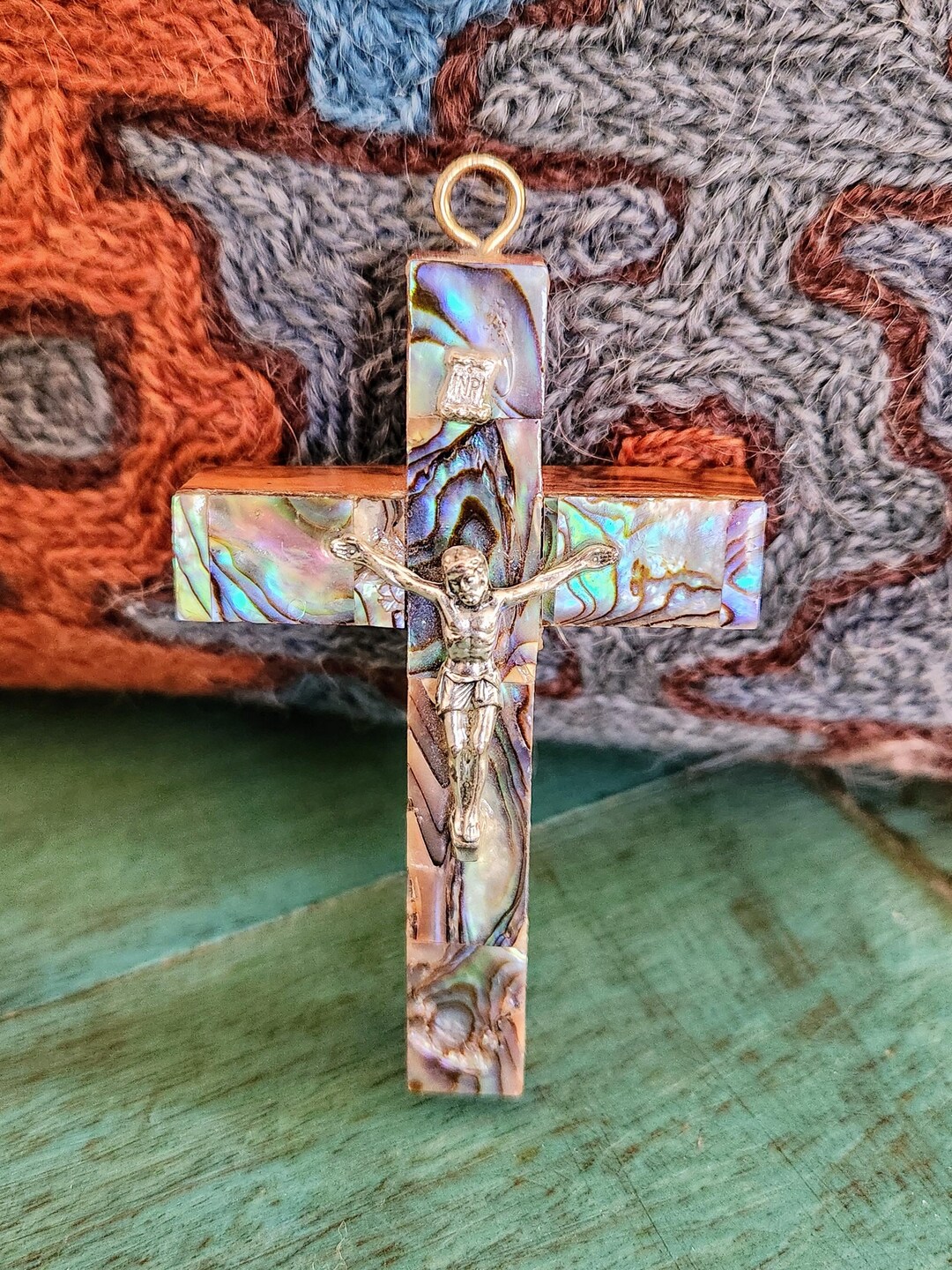 Jerusalem Cross Abalone & Olive Wood Wall Cross~cross Pendant Crucifix ...