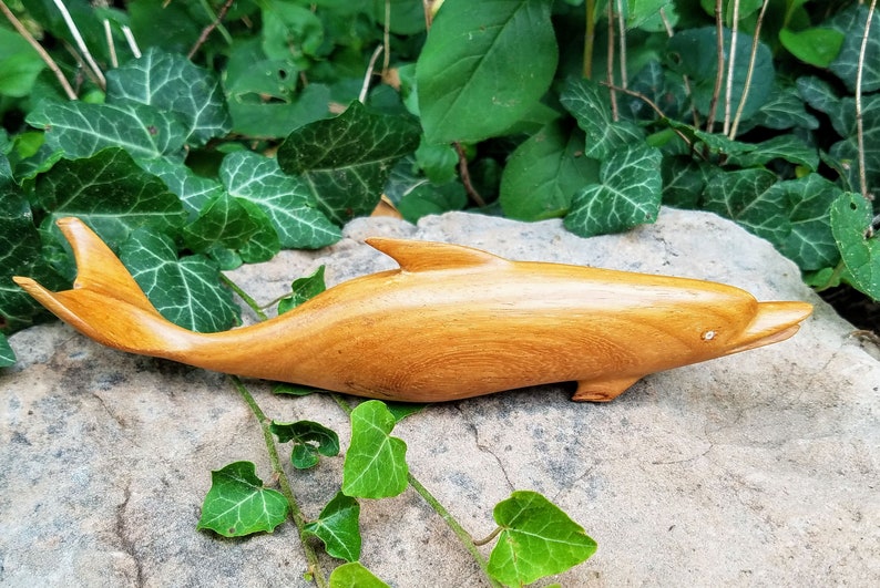 Carved Wood Dolphinhand Carved Sea Animal Sculpturewooden - Etsy
