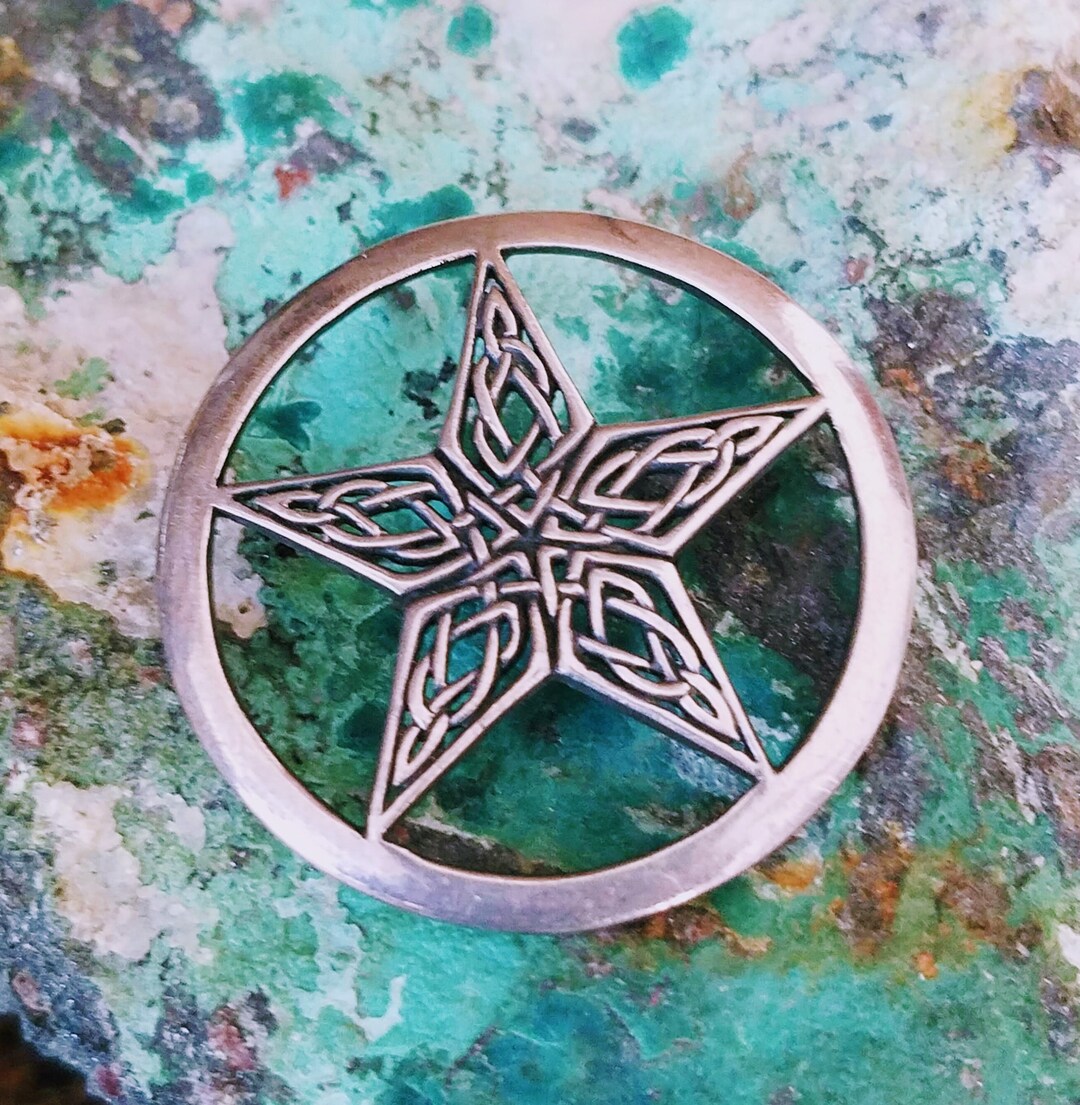 Sterling Star Pendant~celtic Star in Circle~sterling Silver 925 ...