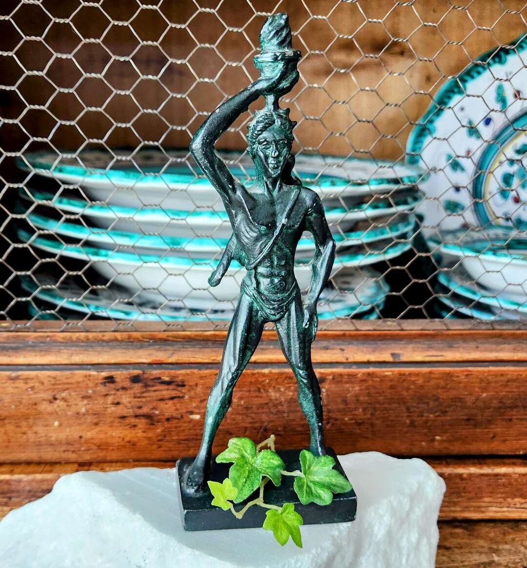 Cast Metal Greek Sculpture Verdigris Patina~man With Bow & Arrows~gifts ...