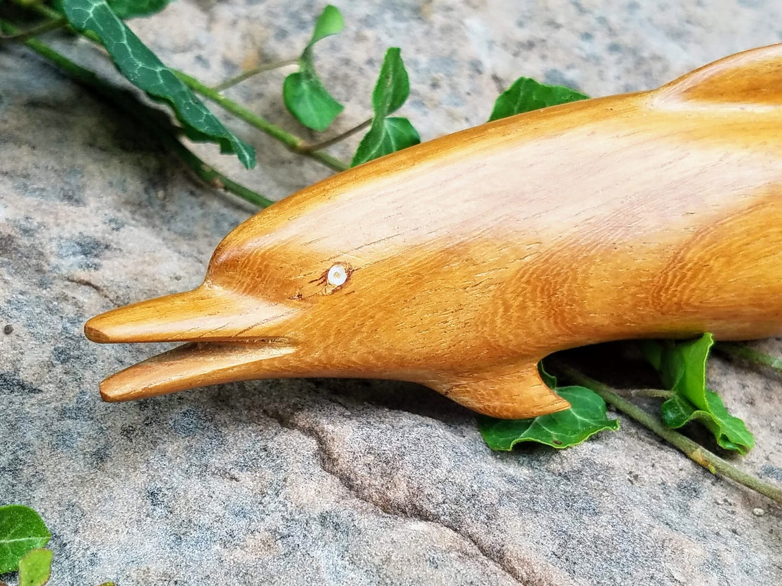 Carved Wood Dolphinhand Carved Sea Animal Sculpturewooden - Etsy