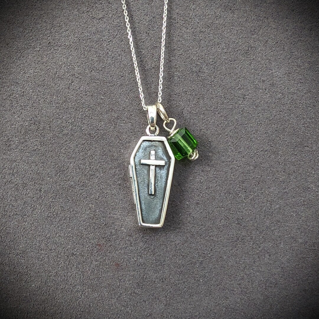 Coffin Locket - Sterling Pendant - Small Coffin Necklace - Halloween ...