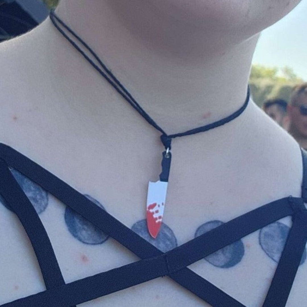 Bloody Knife Necklace - Sterling Jewelry - Hemp - Halloween Necklace ...