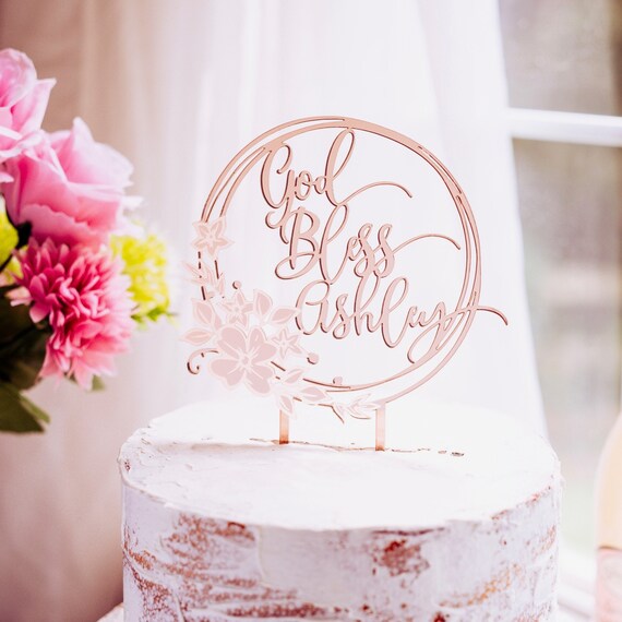 Baking & Cake Decoration rose gold topper Confirmation cake topper ...