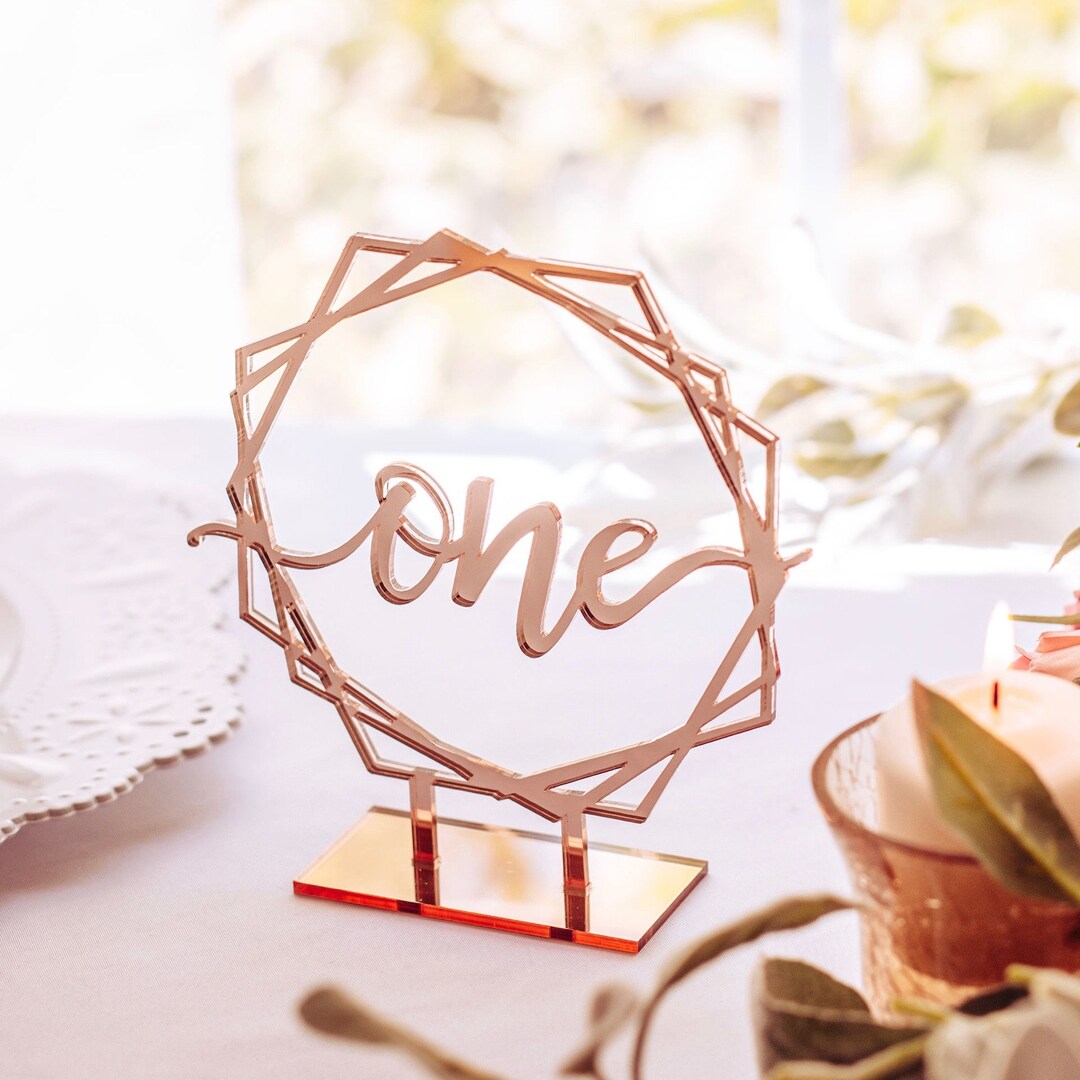 Rose Gold Wedding Table Numbers, Wedding Table Decor, Rose Gold Acrylic ...