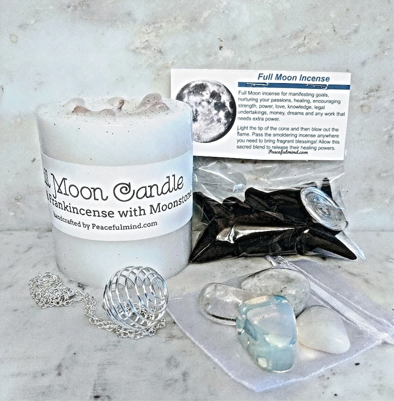 Full Moon Ritual Kit Full Moon Kit Full Moon Crystals Full - Etsy