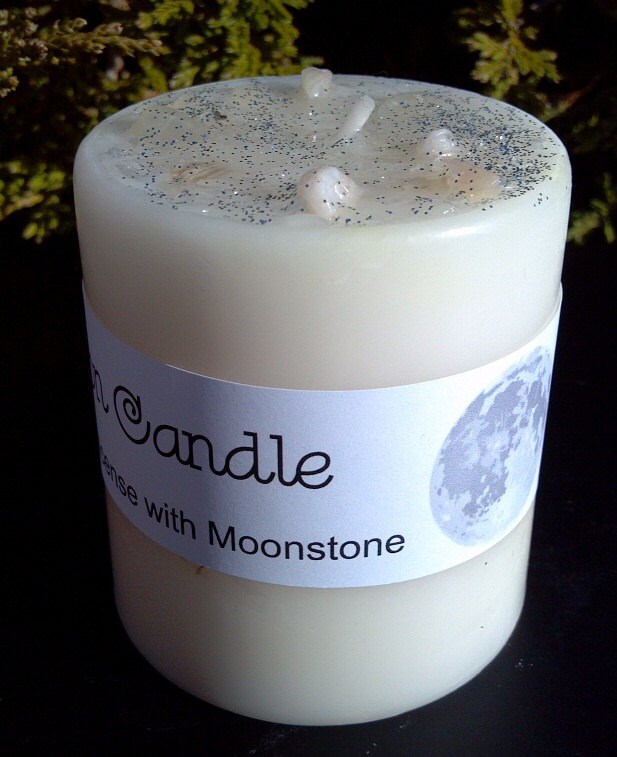 Full Moon Candle Scented Full Moon Candle With Crystal - Etsy