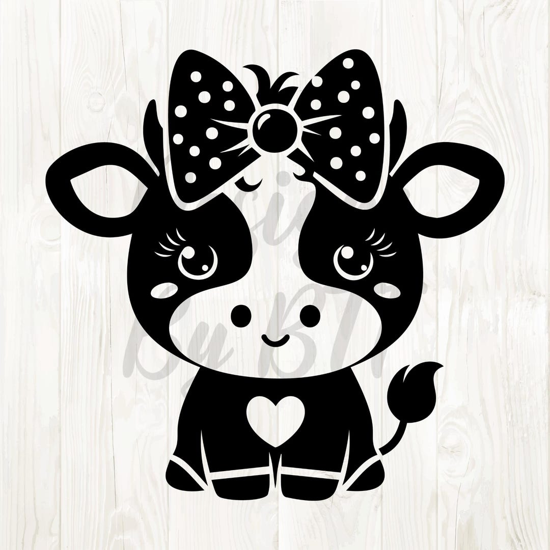 Cow With Bow Svg, Cow With Bow Png, Cow With Bow Clipart, Cute Cow Svg ...
