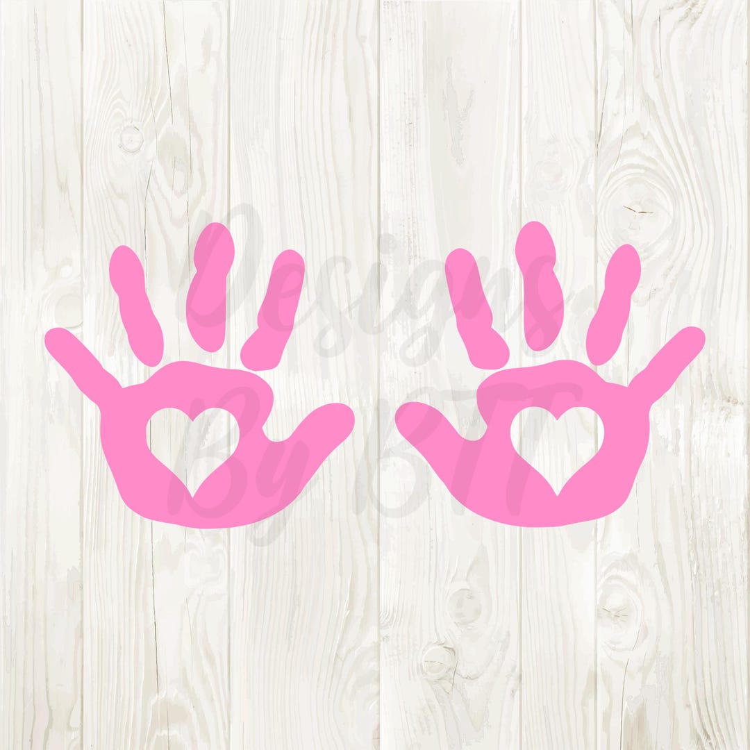 Pink Handprint Png, Pink Hand Print Png, Handprint Heart Png, Handprint ...