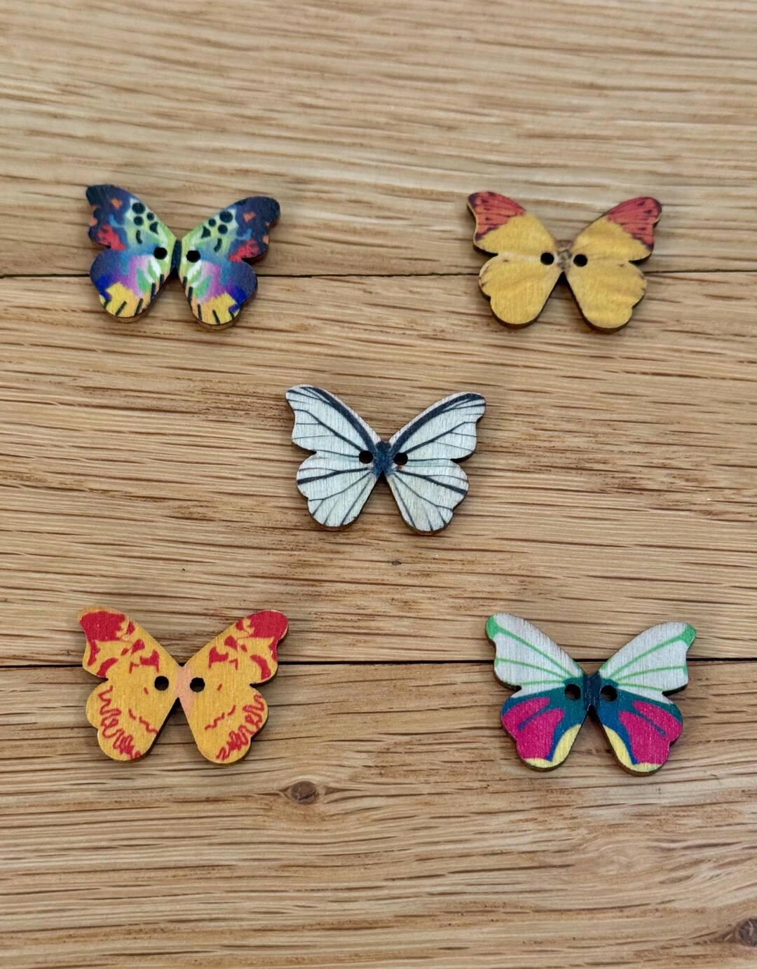 5 Assorted Wood Butterfly Buttons, Butterfly Buttons, Wooden Buttons ...