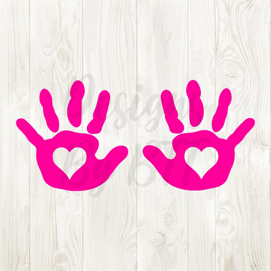 Pink Handprint Png, Pink Hand Print Png, Handprint Heart Png, Baby ...