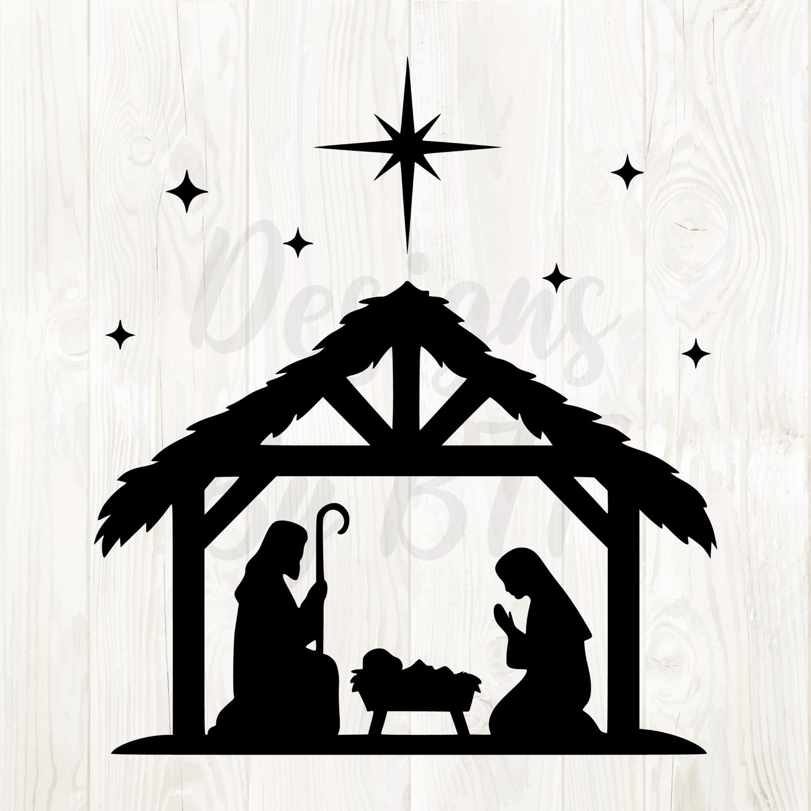 Nativity Scene Svg File, Nativity Scene Silhouette Png, Nativity Scene ...