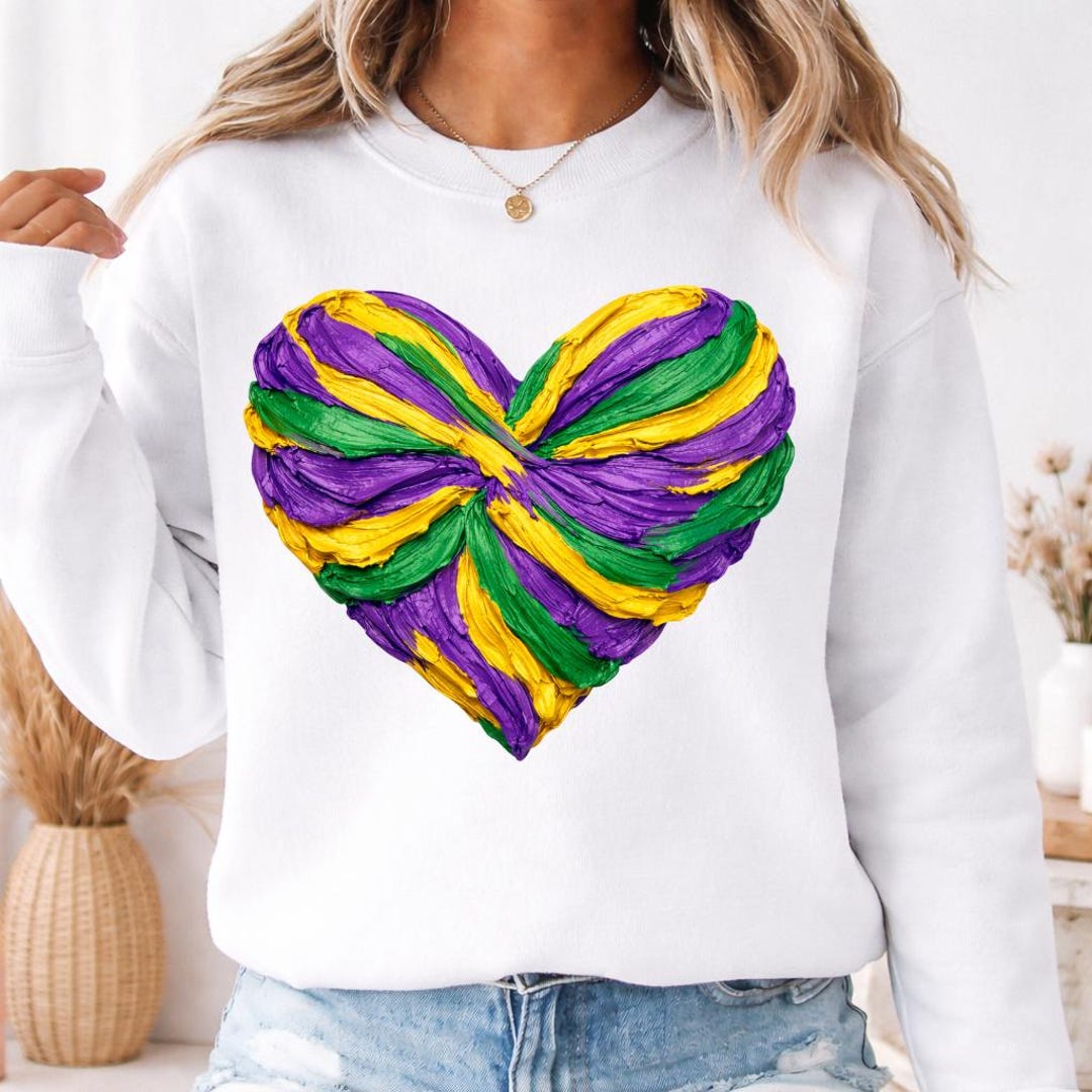 Mardi Gras Heart Brushstroke Png, Brushstroke Mardi Gras Png, Mardi ...