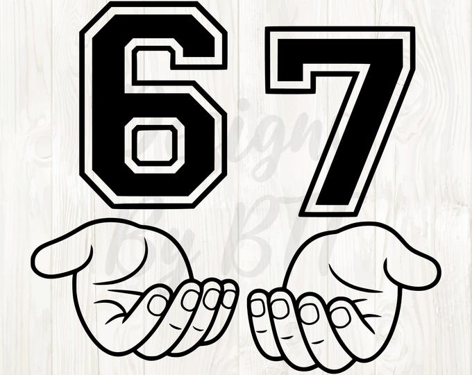 Six Seven 6 7 Meme Funny Hands PNG Bundle, Viral Internet Meme Humor ...