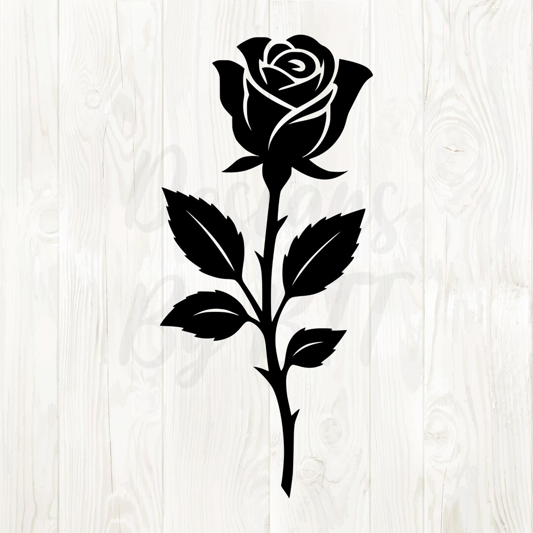 Rose Stem Svg, Rose Silhouette Svg, Rose Clipart Png, Rose Silhouette ...