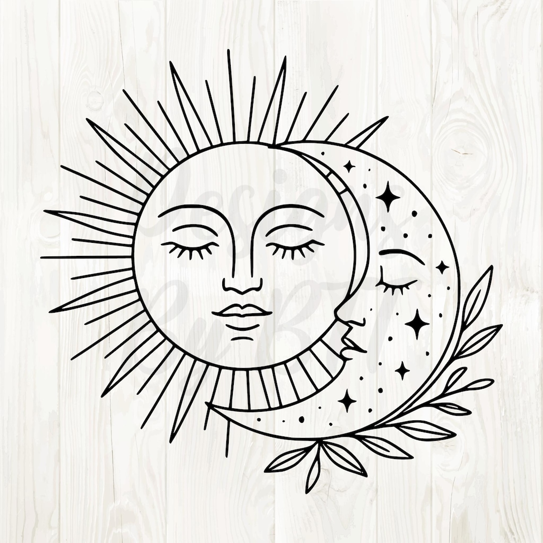 Sun Moon Svg File, Sun Moon Png, Sun Moon Clipart, Sun Moon Digital ...