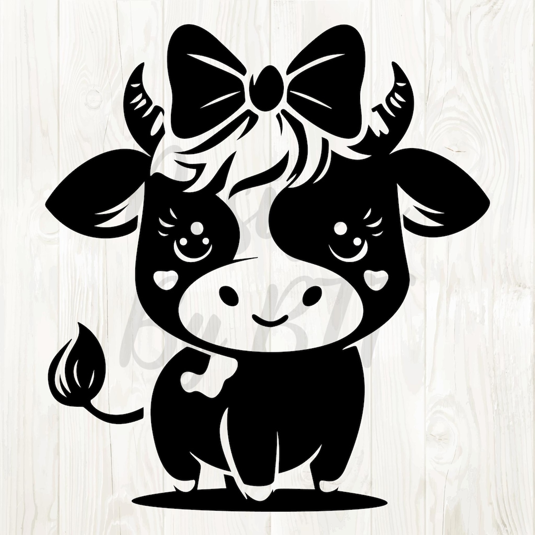 Cow With Bow Svg, Cow With Bow Png, Cow With Bow Clipart, Cute Cow Png ...