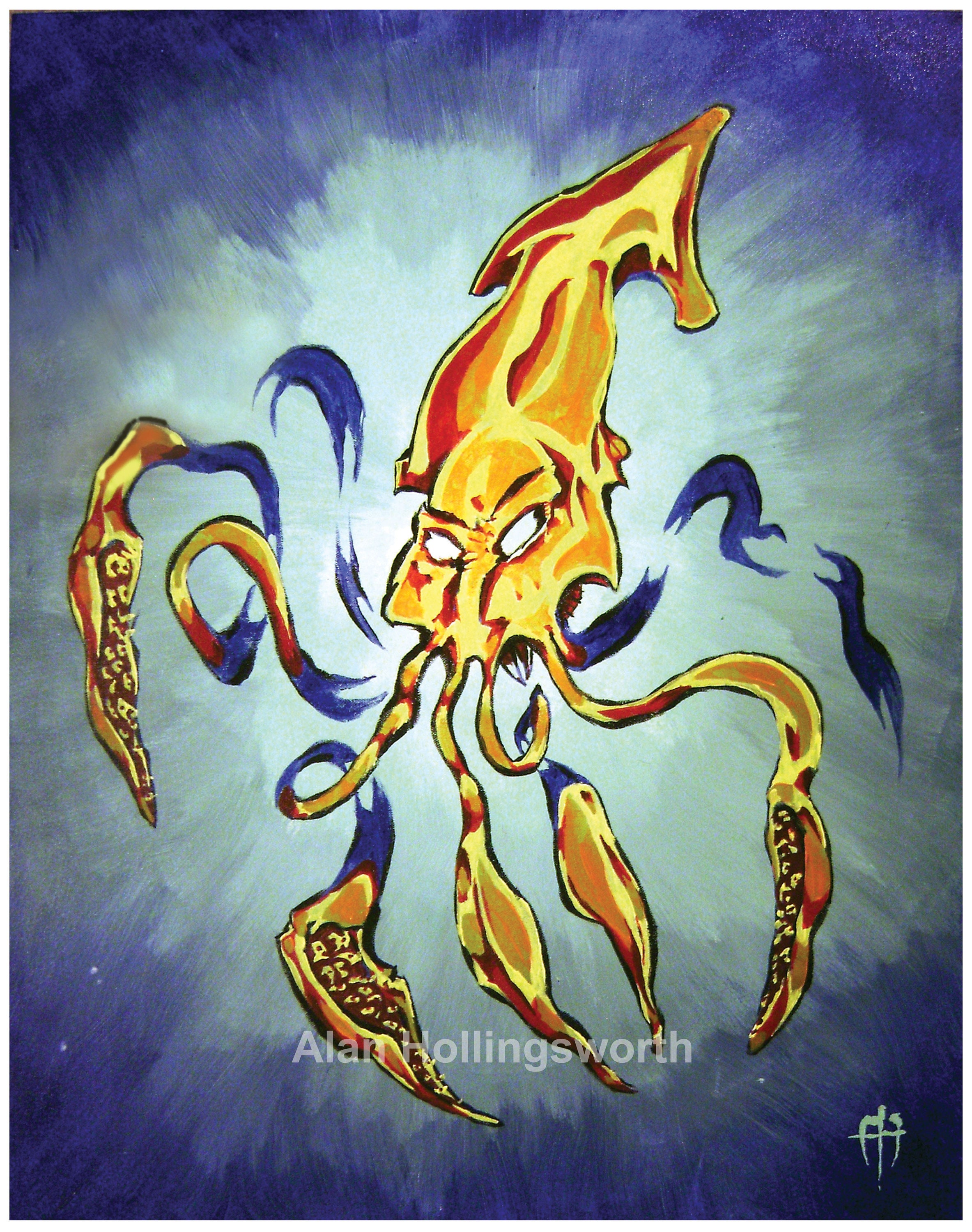 From Beyond, Art Print, Sea Creature, Squid, Cthulhu, Dark Art, Ocean ...