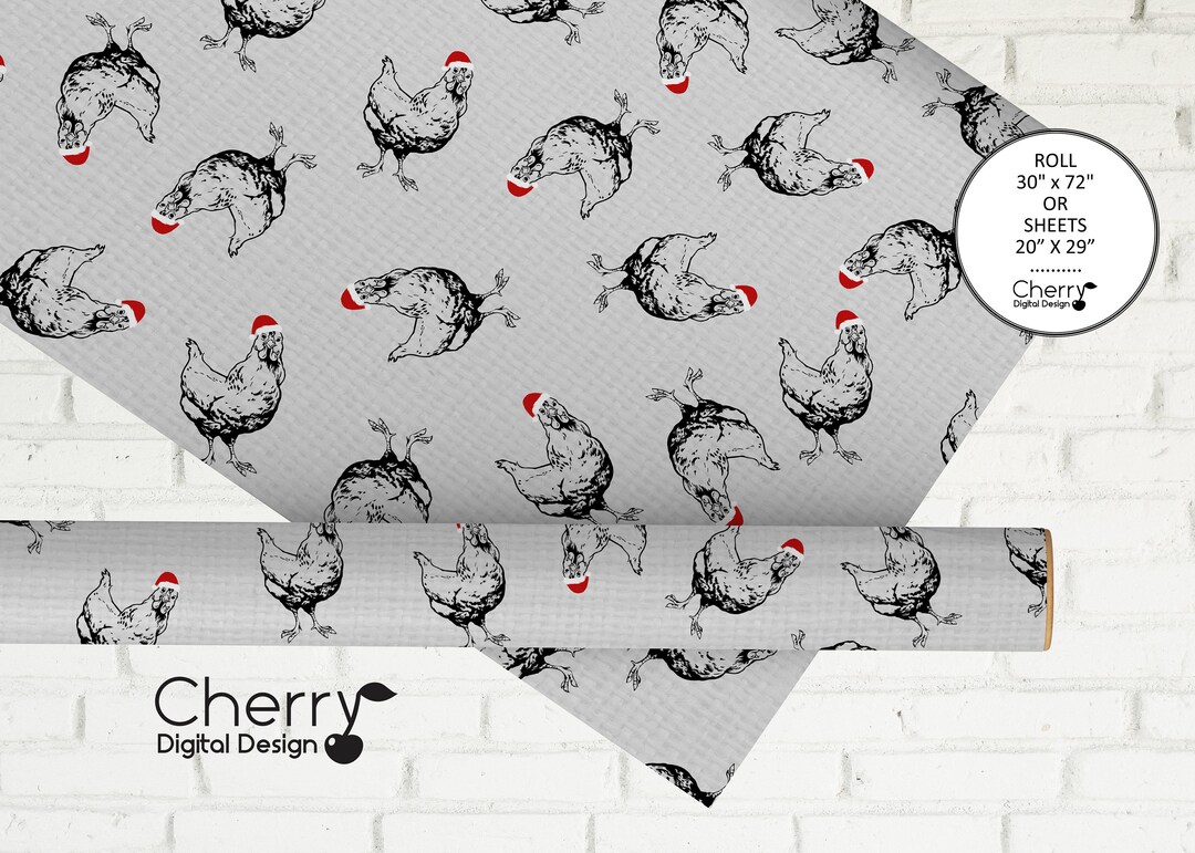 Santa Chicken Wrapping Paper Sheets or Roll Christmas Chickens ...