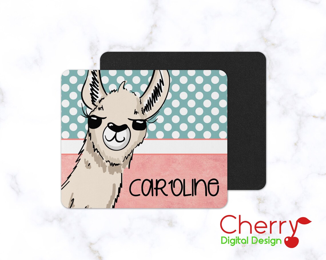 Funny Llama Polka Dot Desk Set 2 Piece Personalized Desk Set With ...