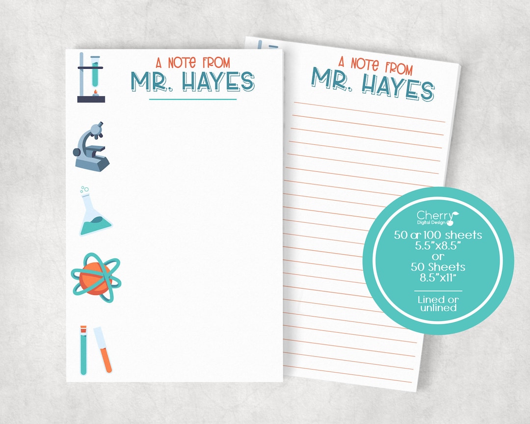 Science Teacher Notepad Personalized | Letter & 1/2 Letter Sizes - Etsy