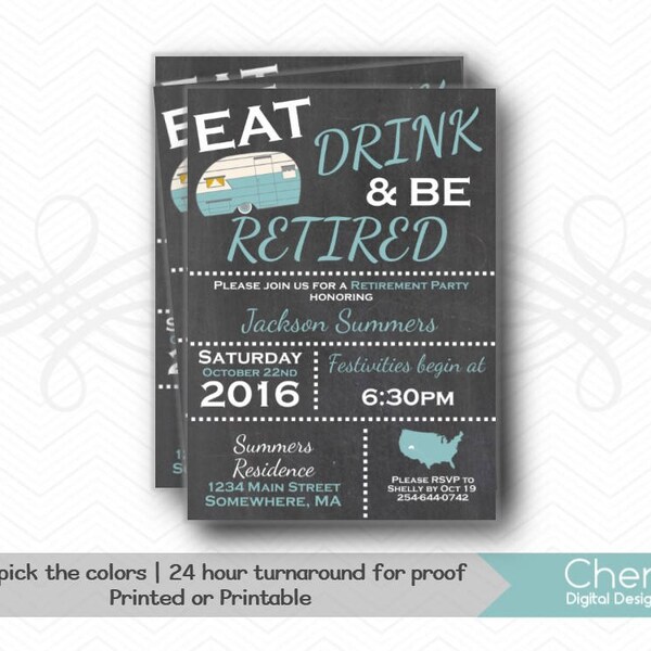 Eat Drink and Be Retired Invitations - Etsy
