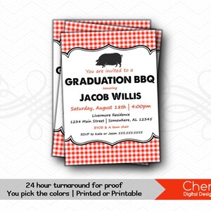BBQ Graduation Party Invitations PRINTABLE or PRINTED High School ...