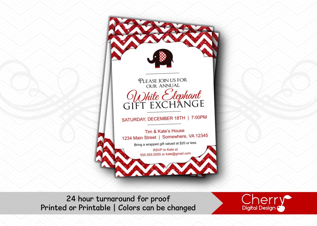 White Elephant Gift Exchange Invitations Christmas Party - Etsy