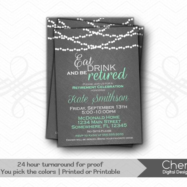 Eat Drink and Be Retired Invitations - Etsy
