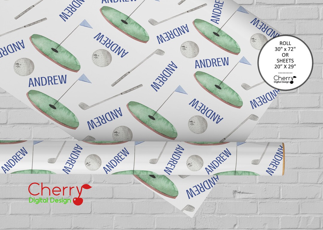 Personalized Golf Wrapping Paper | Sheets or Roll | Golfing Custom Gift ...