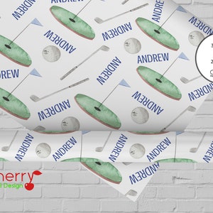 Personalized Golf Wrapping Paper | Sheets or Roll | Golfing Custom Gift ...