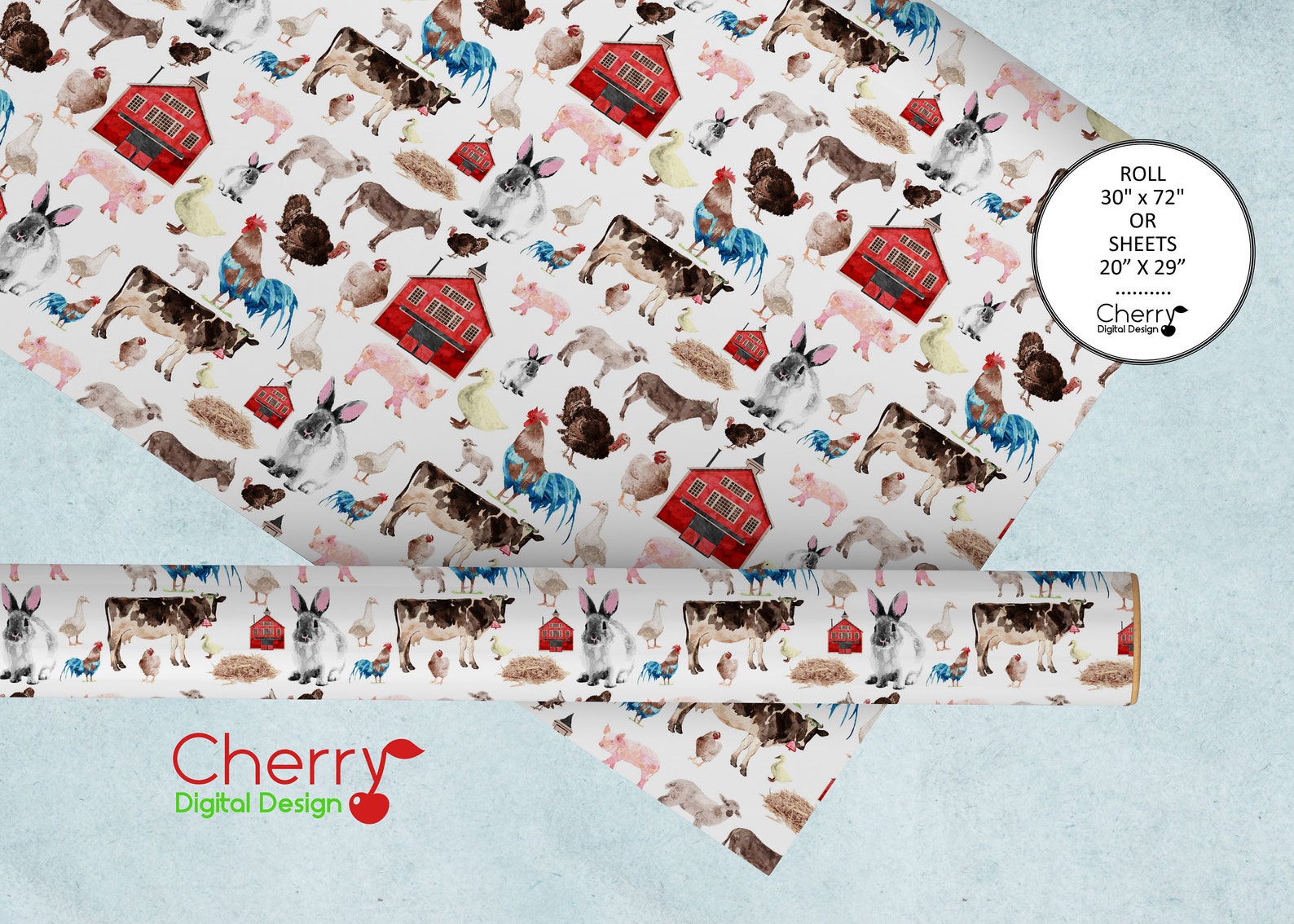 Barn Farm Animal Wrapping Paper Sheets or Roll christmas - Etsy