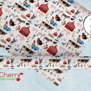 Barn Farm Animal Wrapping Paper Sheets or Roll christmas Chickens ...