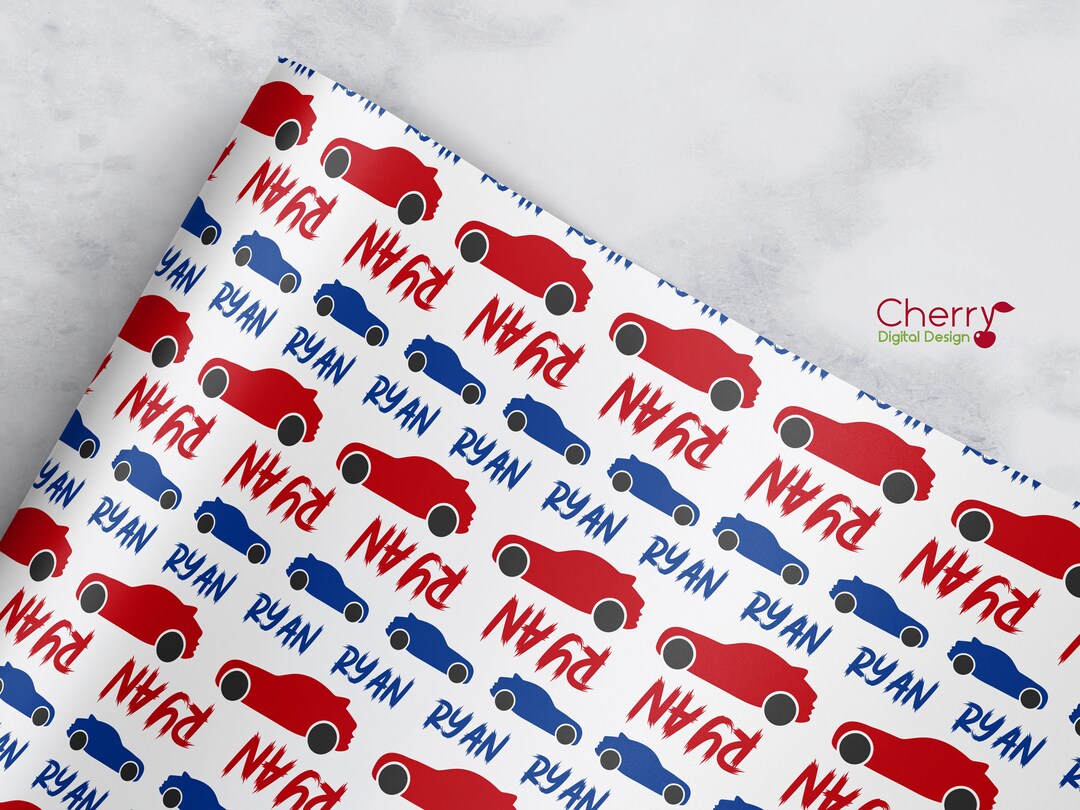Race Car Personalized Wrapping Paper Custom Gift Wrap Holiday or ...