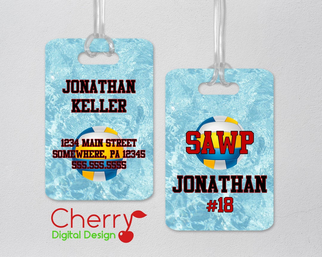 Water Polo Bag Tag | Personalized Custom Luggage Tags 2.75" X 4" - Etsy