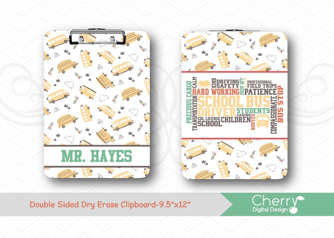 Bus Driver Word Art Personalized Clipboard Clip Board School Bus Driver ...