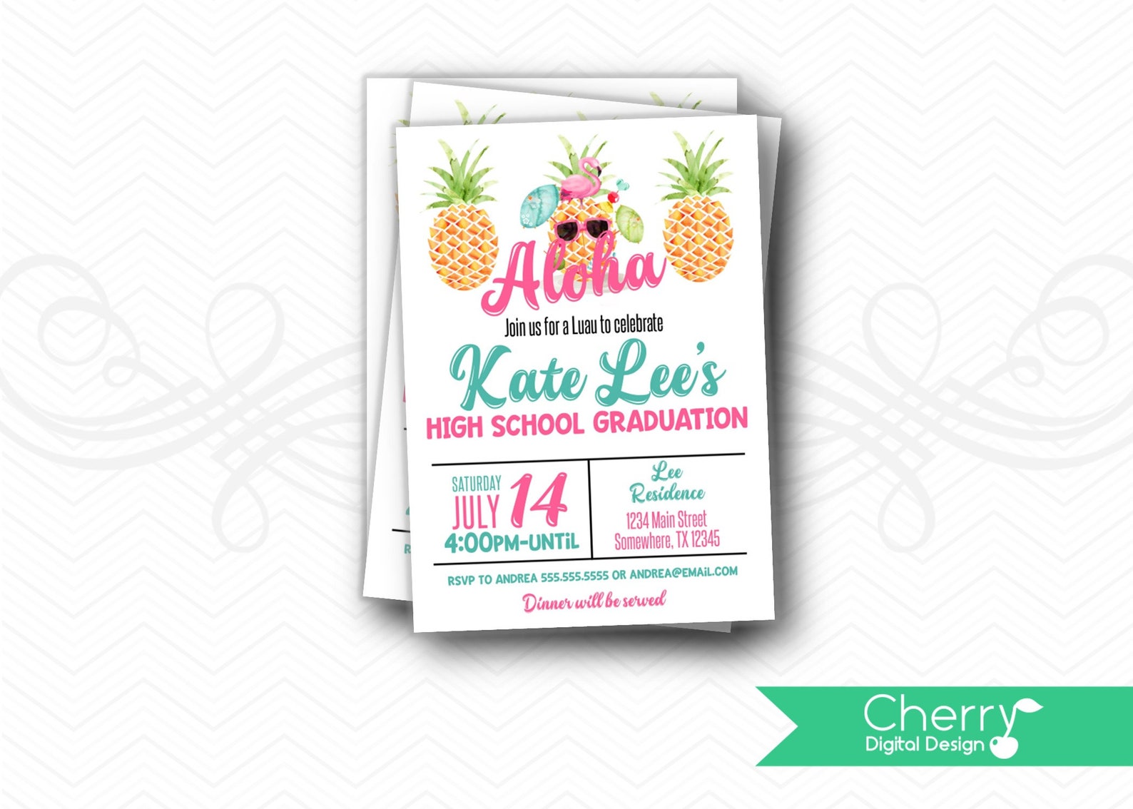 Fun Aloha Pineapple Tropical Hawaiian Luau Graduation Party - Etsy