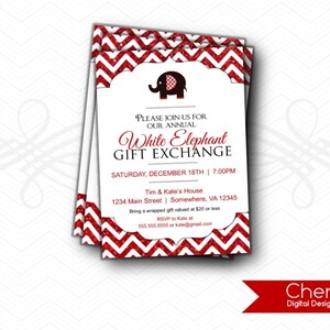 White Elephant Gift Exchange Invitations Christmas Party - Etsy