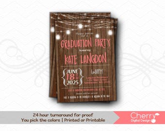 Rustic Graduation Invitation / Graduation Party Invitation / Printable ...