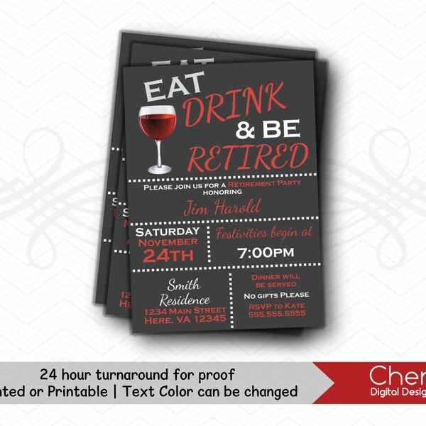 Eat Drink and Be Retired Invitations - Etsy